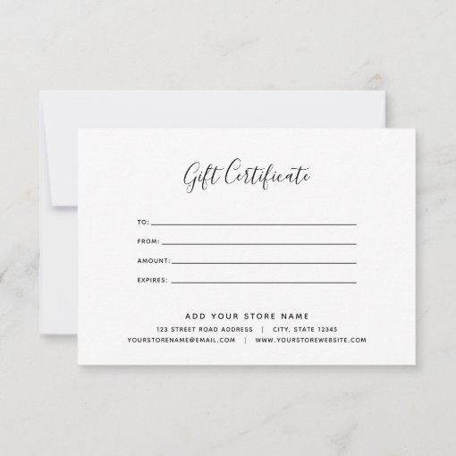 Add Logo Custom Color Calligraphy Gift Certificate | Zazzle