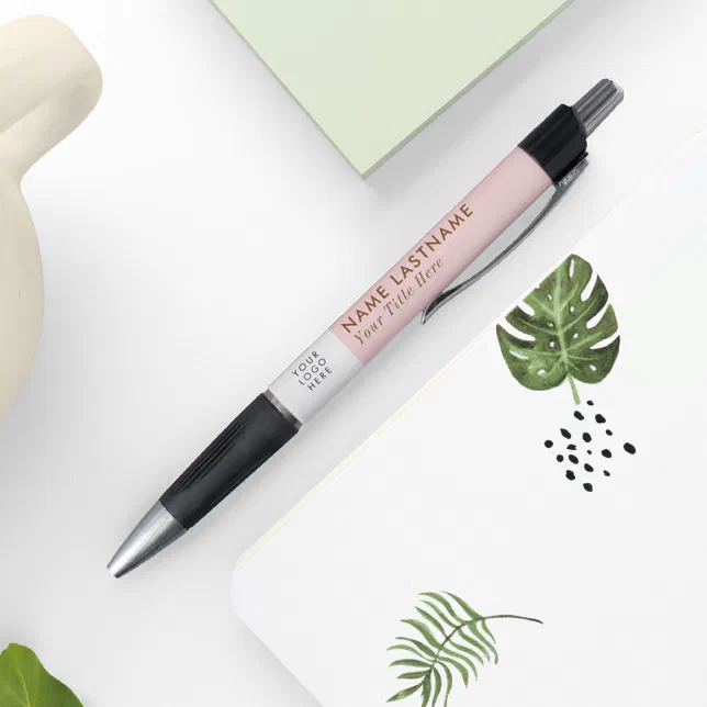 Add Logo Girly Blush Pink Elegant Name Title Pen | Zazzle