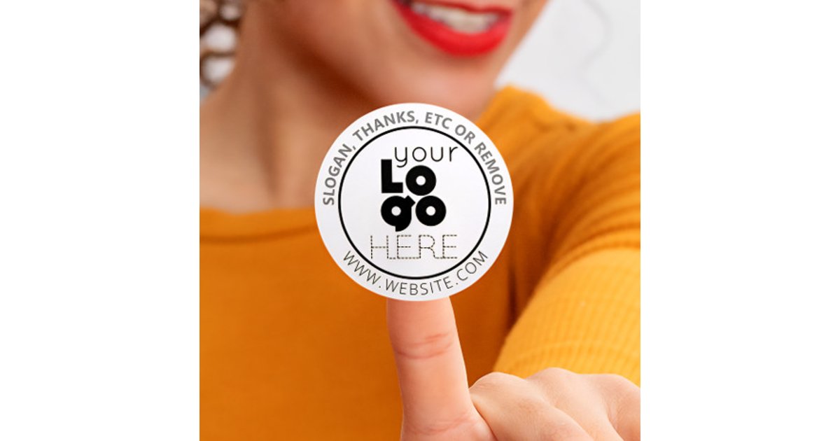 add logo here: create your own custom business classic round sticker ...