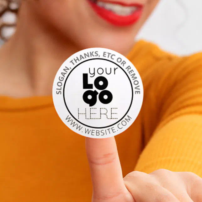 add logo here: create your own custom business classic round sticker ...