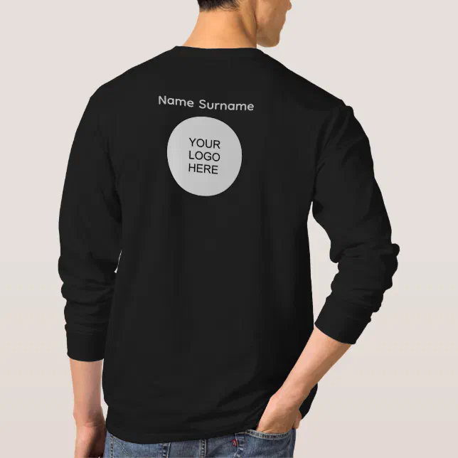 Add Logo Here Front & Back Design Mens Long Sleeve T-Shirt | Zazzle