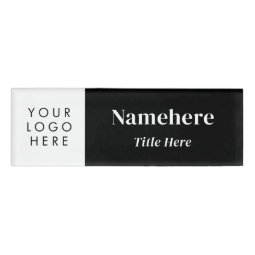 Add Logo Modern Simple Elegant Black Magnet Title Name Tag | Zazzle