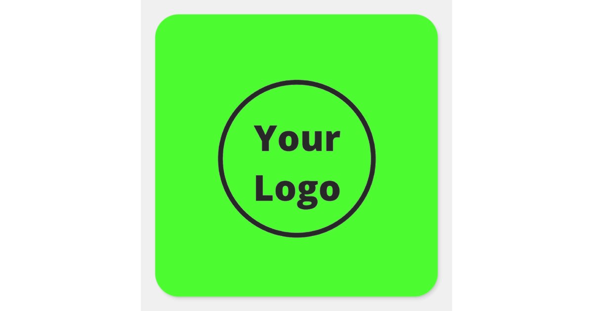 Add logo neon green square sticker | Zazzle