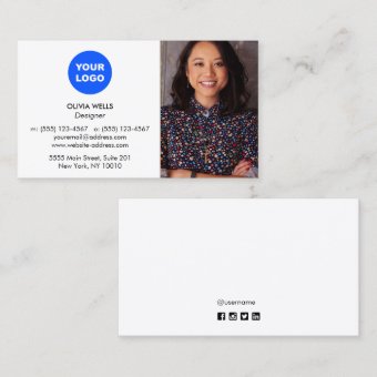 Add Logo Photo Professional Business Card | Zazzle
