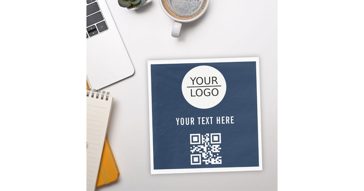 Add Logo Qr Code Custom Text Company Promotion Napkins Zazzle 5882