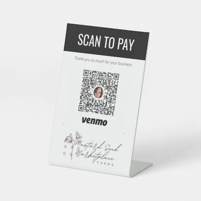 Add Logo QR Code Venmo Pay Here Pedestal Sign | Zazzle