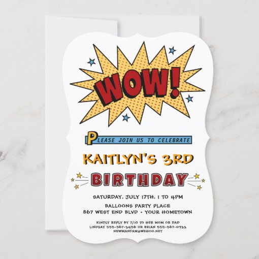 Add Name 3RD or Any Age Birthday Party Invitation | Zazzle