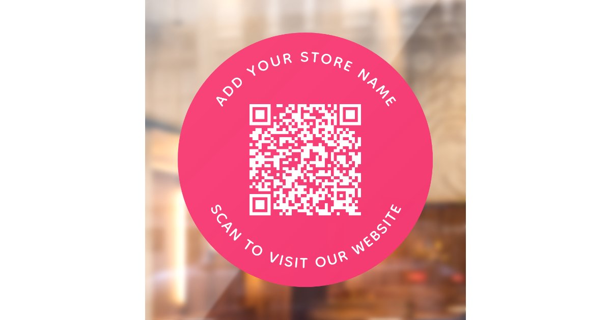 Add Name and Your Website QR Code Custom Color Window Cling | Zazzle