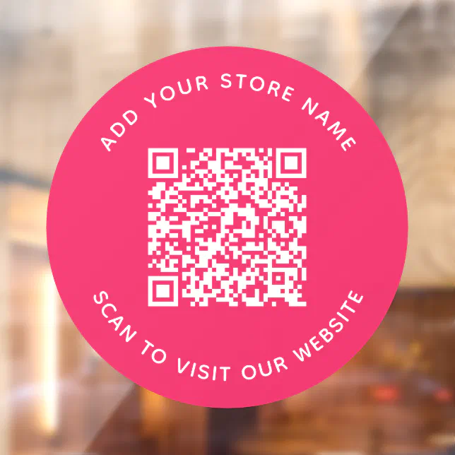 Add Name and Your Website QR Code Custom Color Window Cling | Zazzle