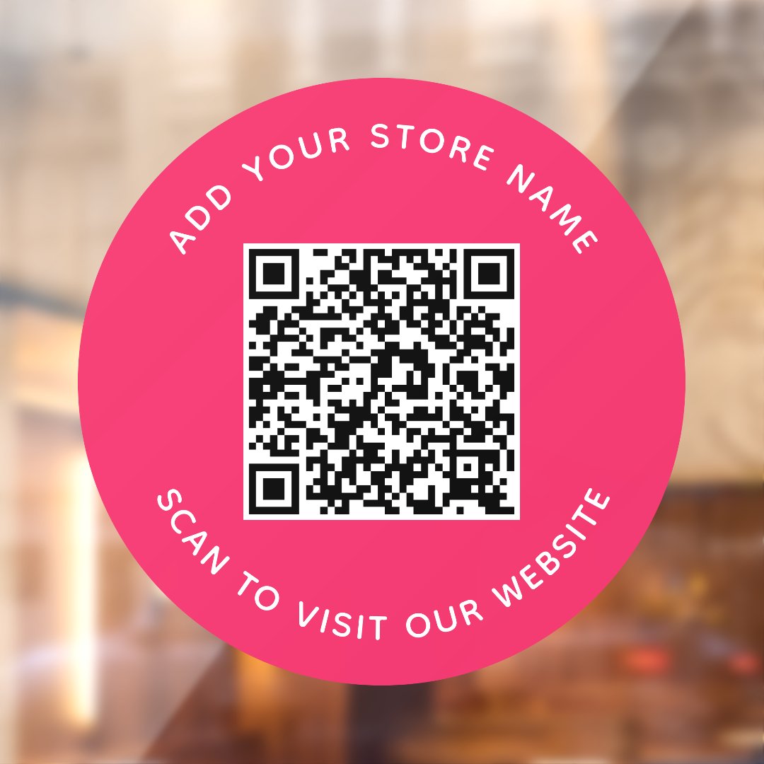 Add Name and Your Website QR Code Custom Color Window Cling | Zazzle