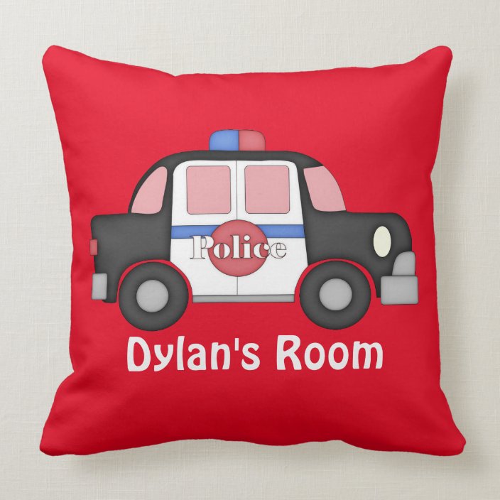 Add name boys room Police car throw pillow | Zazzle.com