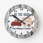 Add name Camping camper wall clock | Zazzle