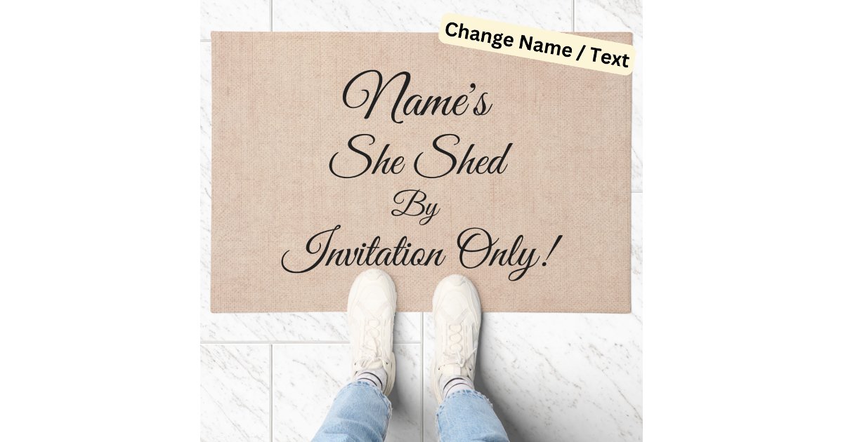 Add Name Change All Text She Shed Front Doormat | Zazzle