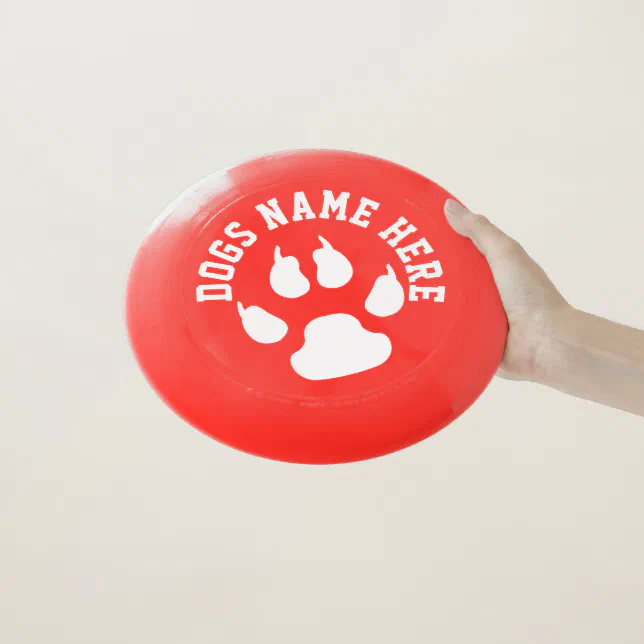 Add Name Personalized Dog Paw Wham-O Frisbee | Zazzle