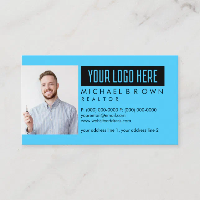 Add Photo and Custom Logo Business Card | Zazzle