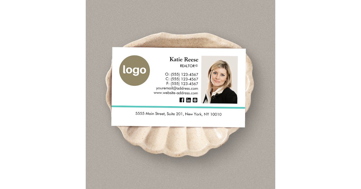 Add Photo and Logo Real Estate Professional Busine Business Card | Zazzle