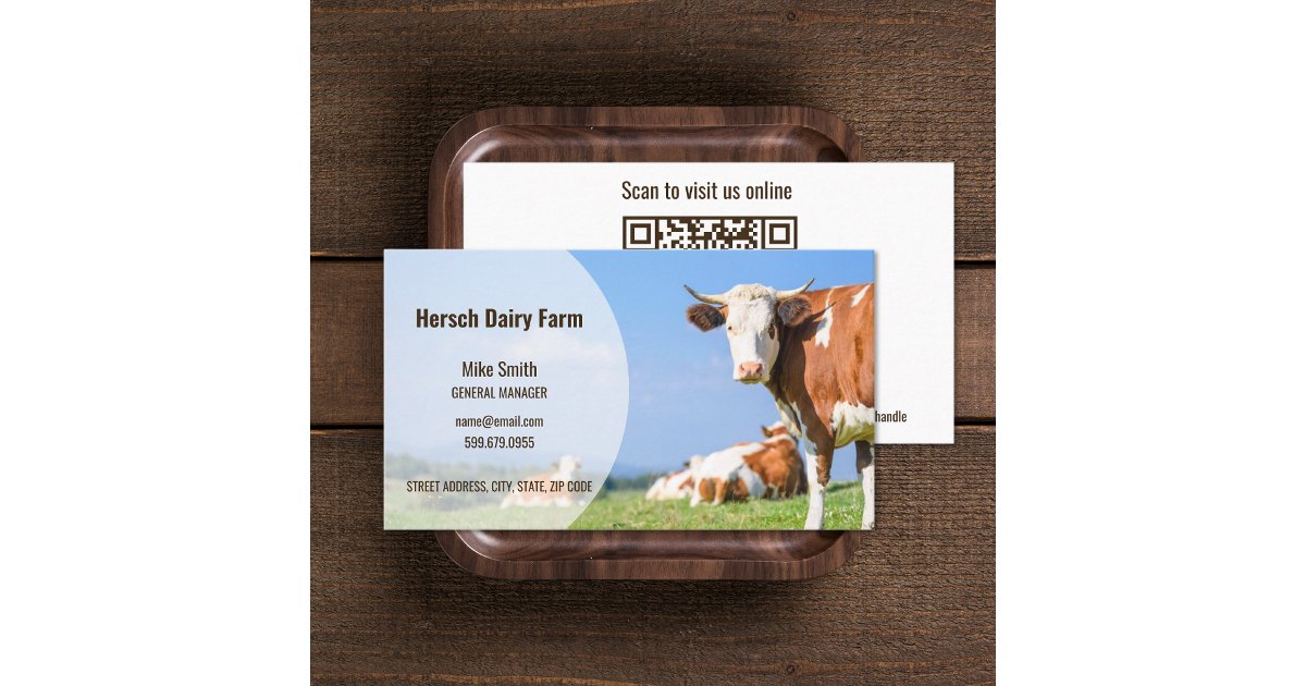 Add Photo Cow QR Code Business Cards | Zazzle
