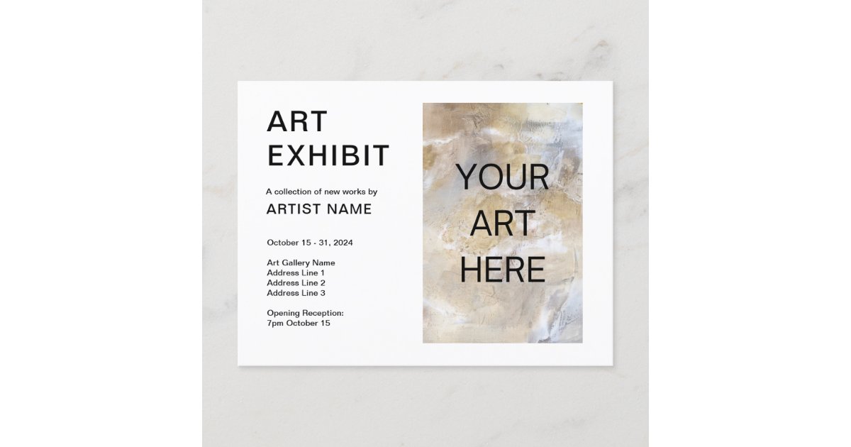 Add Photo Custom Art Exhibit Invitation Postcard | Zazzle