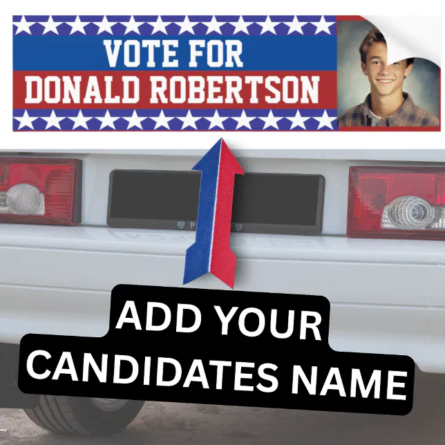 Add Photo Custom Campaign Template Bumper Sticker | Zazzle