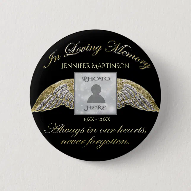 Add Photo Custom Memorial Button | Zazzle