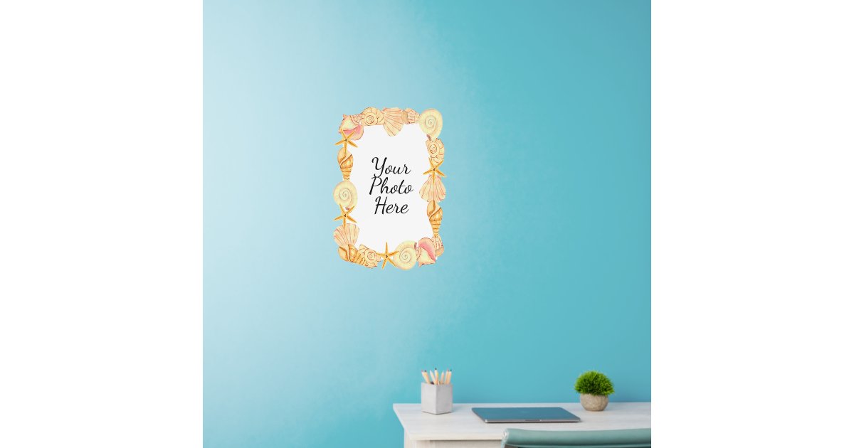 Add Photo Sea Shells Coastal Beach Frame 18x24" Wall Decal | Zazzle