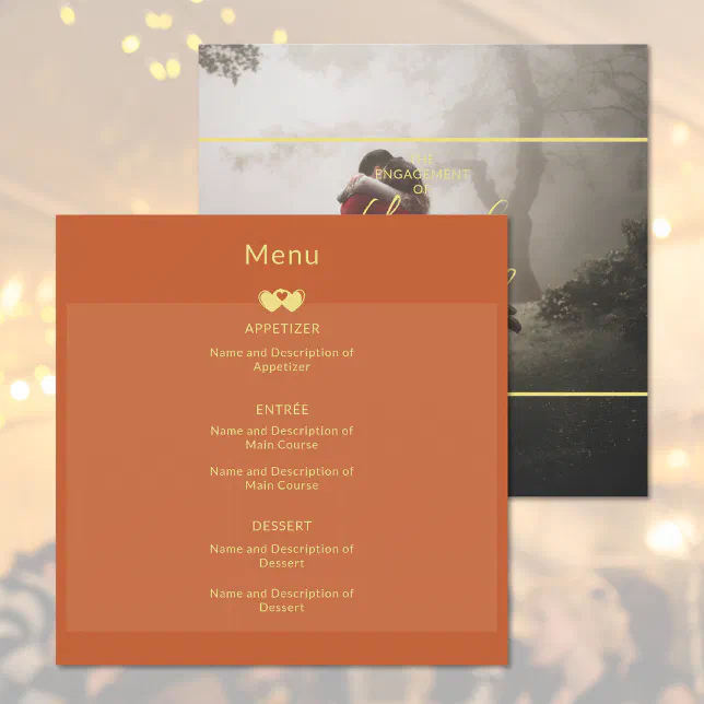 Add Photo Wedding Engagement Flat Menu | Zazzle