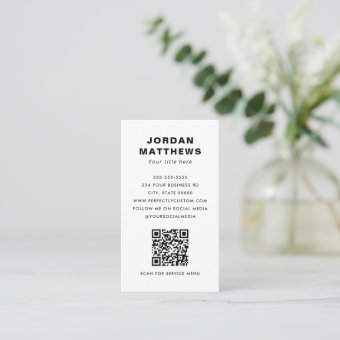 Add QR code and custom logo modern Business Card | Zazzle