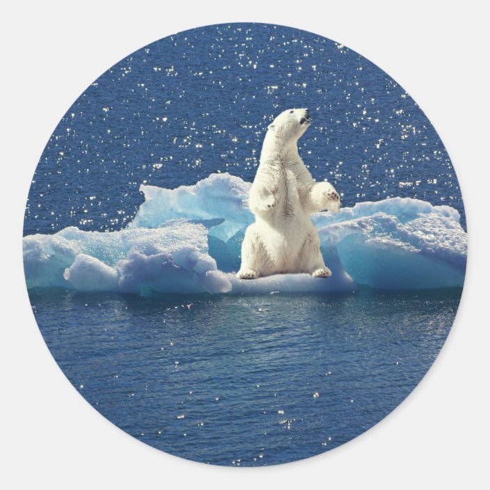 Add SLOGAN to Save Polar Bears Arctic Planet Ice Classic Round Sticker ...