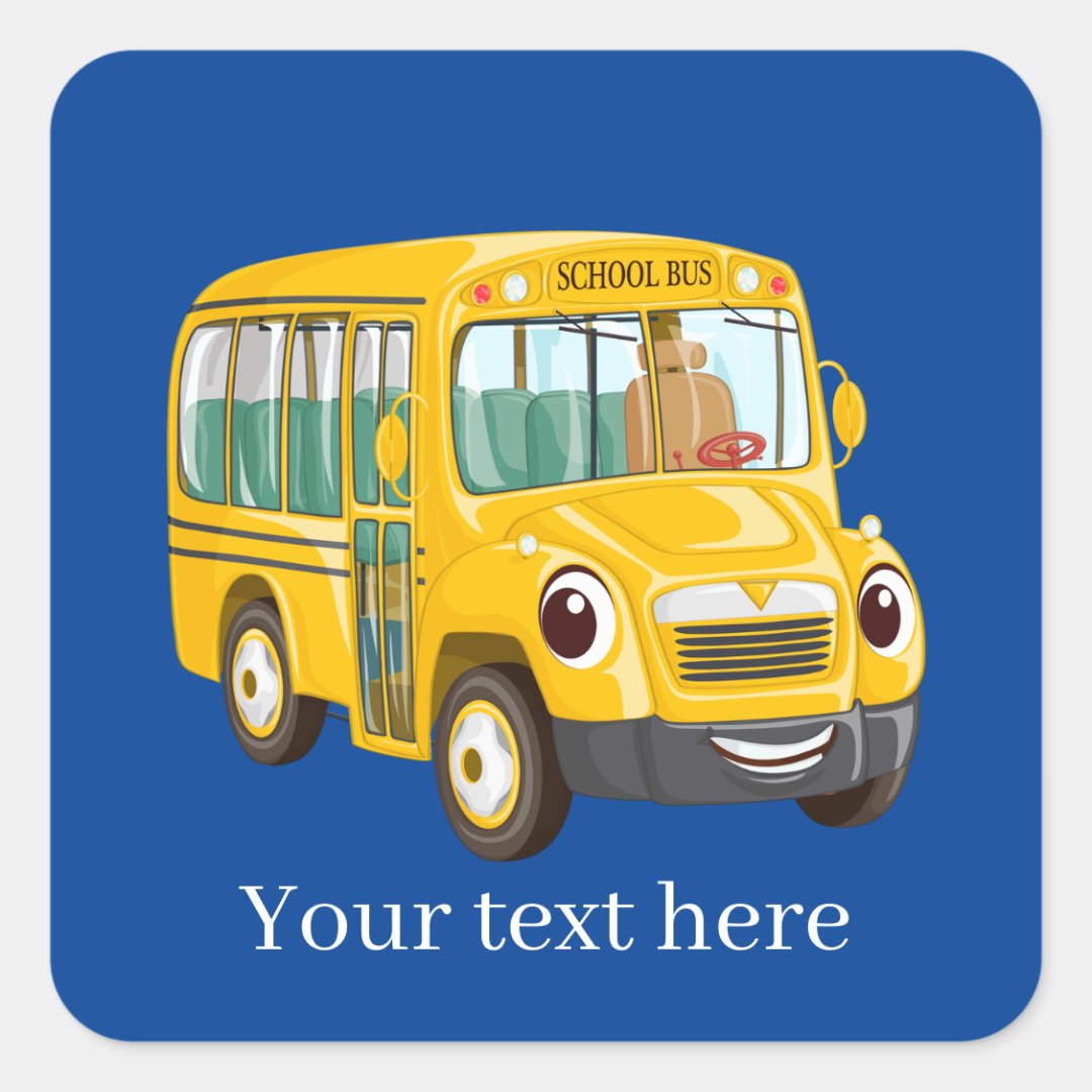 Add text school bus Classic Round Sticker | Zazzle