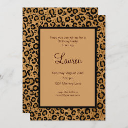 Add Your Age Leopard Birthday Invitation | Zazzle