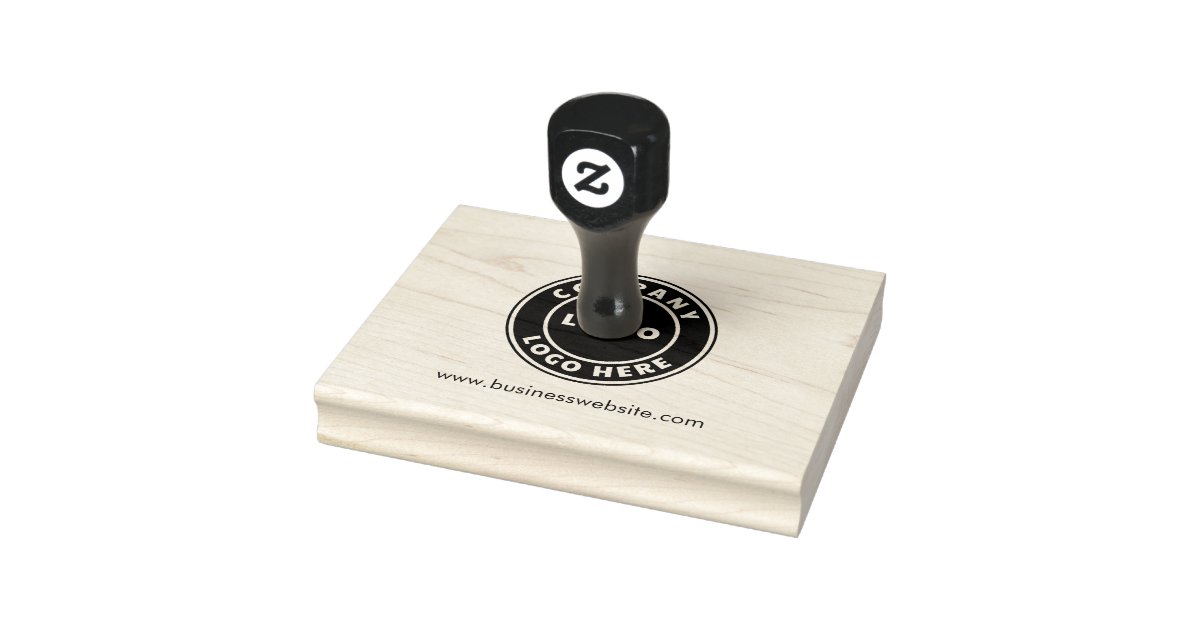 Add Your Business Logo and Company Website Office Rubber Stamp | Zazzle
