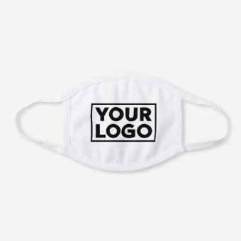 Add Your Business Logo Branded White Cotton Face Mask | Zazzle