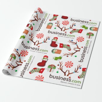 Add Your Business Logo Fun Holiday Wrapping Paper | Zazzle