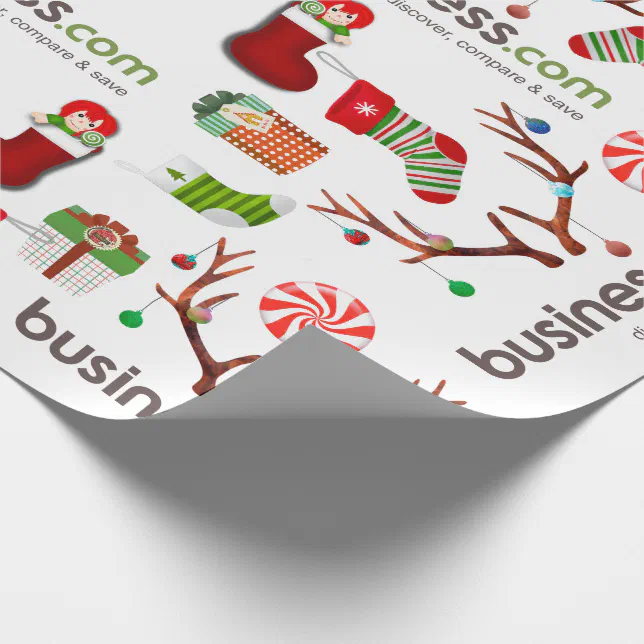 Add Your Business Logo Fun Holiday Wrapping Paper | Zazzle