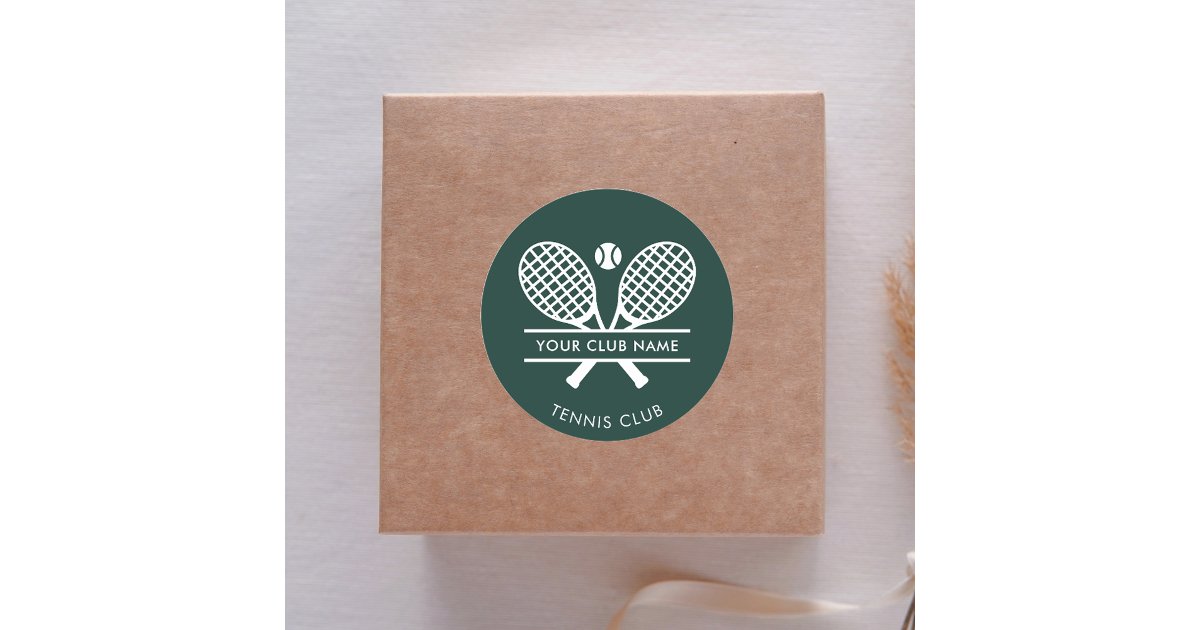 Add Your Club Name Tennis Sports Green Any Color Classic Round Sticker ...