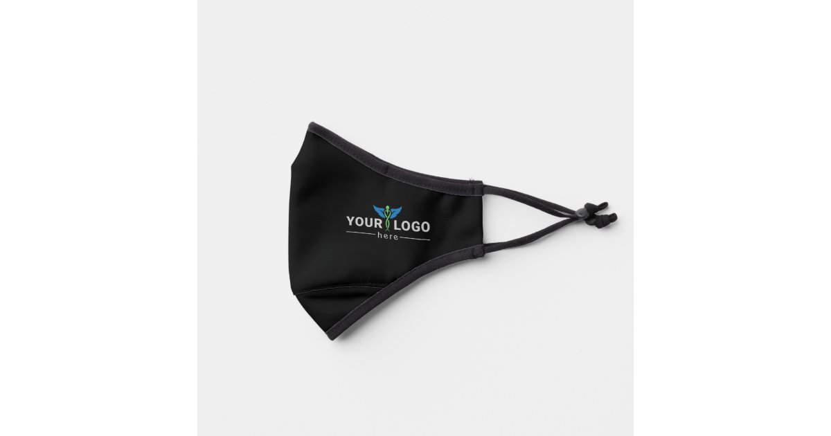 Add Your Company Logo Black Premium Face Mask | Zazzle