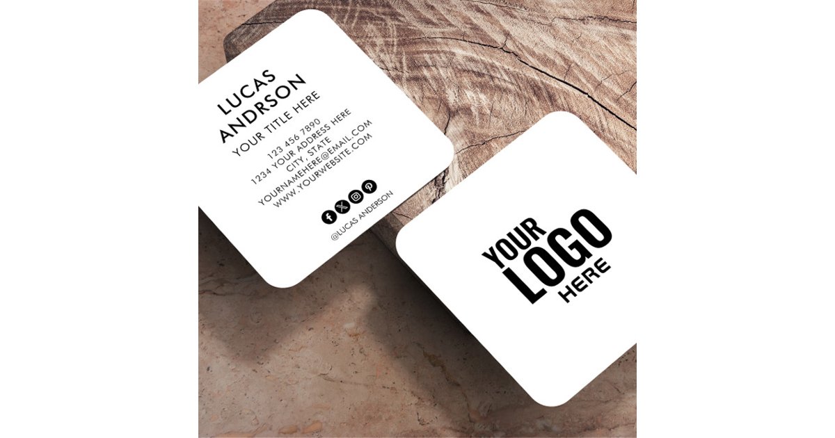 Add your custom logo circle professional white squ square business card ...