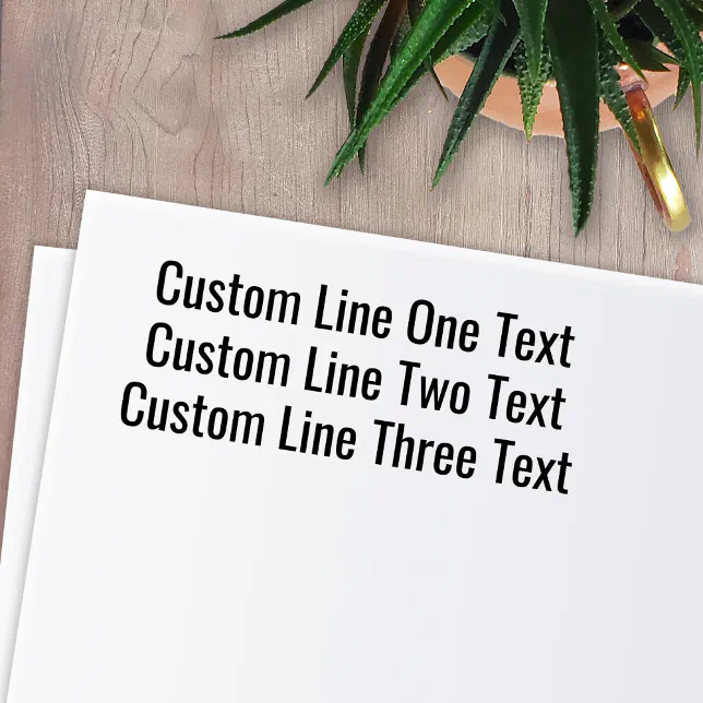 Add your favorite Text - Three Lines Sans Serif Self-inking Stamp | Zazzle