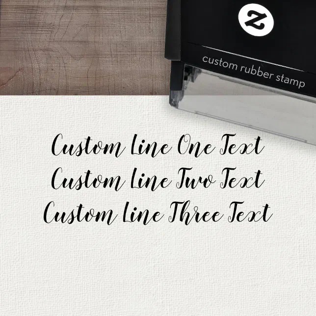 Add your favorite Text - Three Lines Script Self-inking Stamp | Zazzle