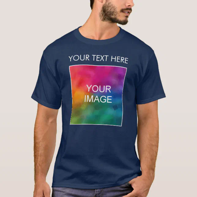 Add Your Image Logo Text Men's Double Sided T-Shirt | Zazzle