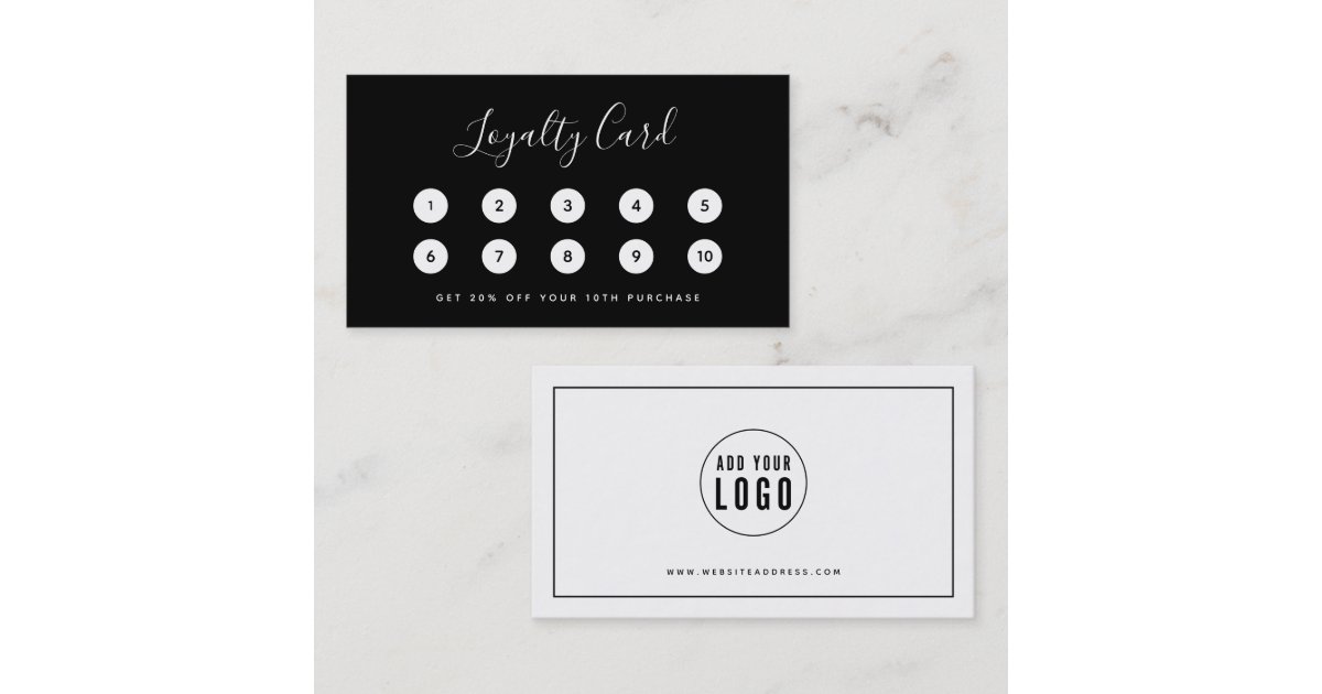 Add Your Logo Black Border Editable Color Loyalty Card | Zazzle