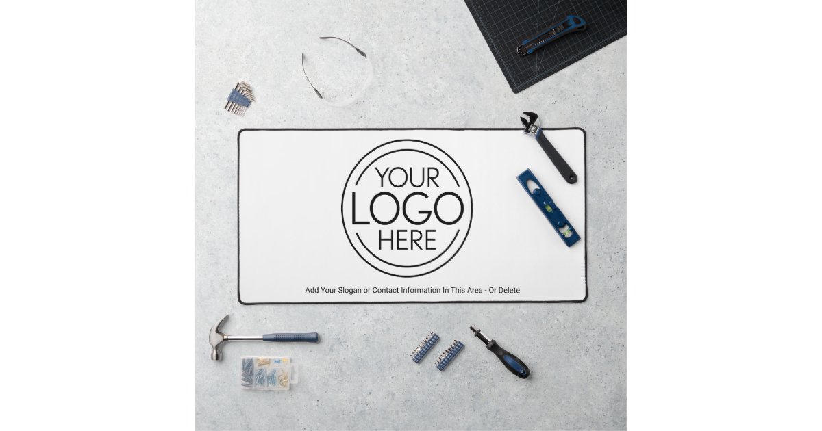 Add Your Logo Business Corporate Modern Minimalist Desk Mat | Zazzle