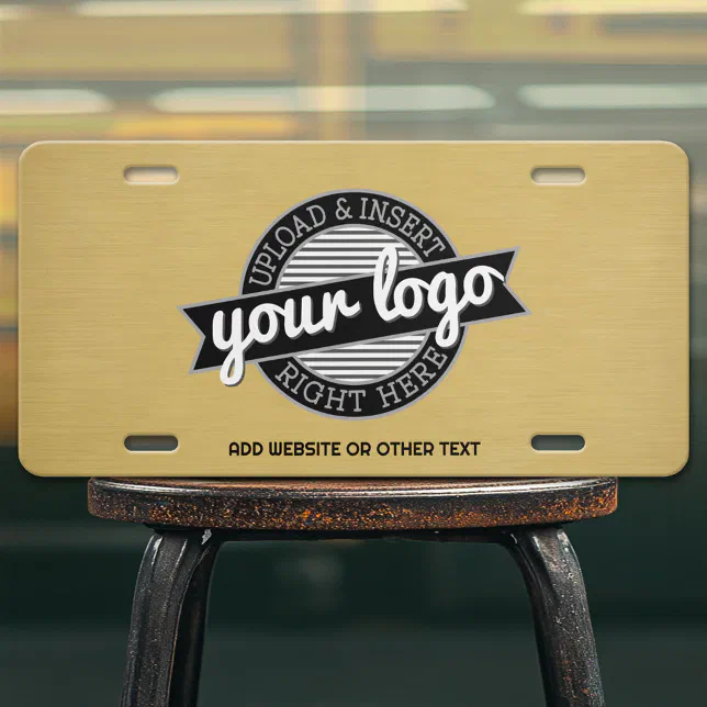 Add Your Logo Business Modern Gold with Text License Plate | Zazzle