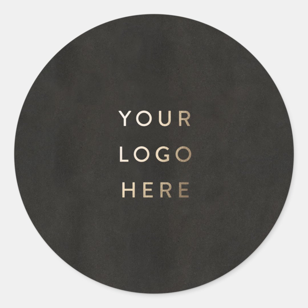 Add Your Logo Chalkboard Black Simple Modern Classic Round Sticker | Zazzle