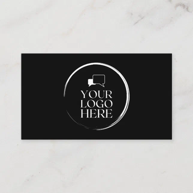 Add your logo circle custom professional black bu business card | Zazzle