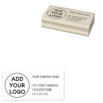 Add your logo company address modern simple rubber stamp | Zazzle