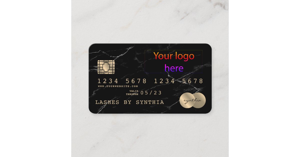 Add Your Logo Credit Card Style Black Marble | Zazzle