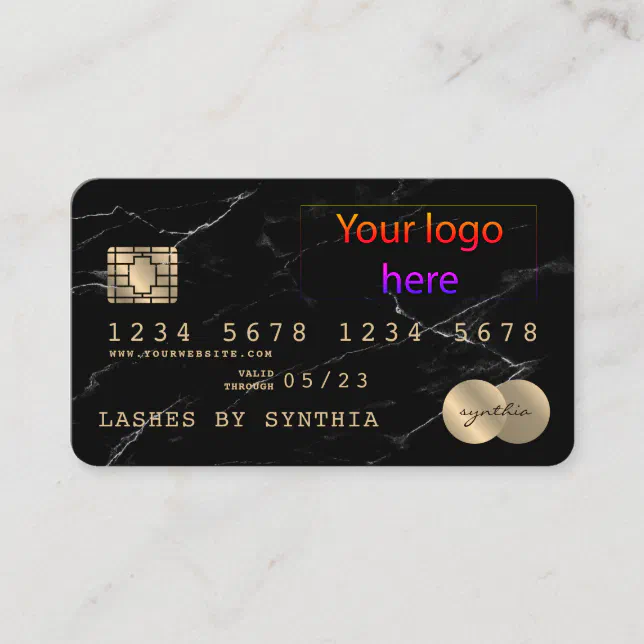 Add Your Logo Credit Card Style Black Marble | Zazzle