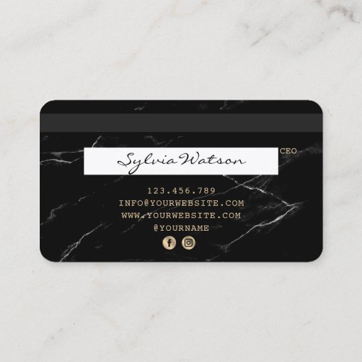 Add Your Logo Credit Card Style Black Marble | Zazzle