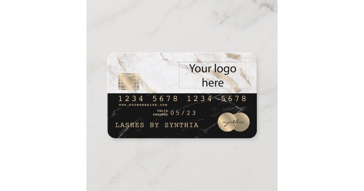 add your logo Credit Card Styled Black Marble | Zazzle